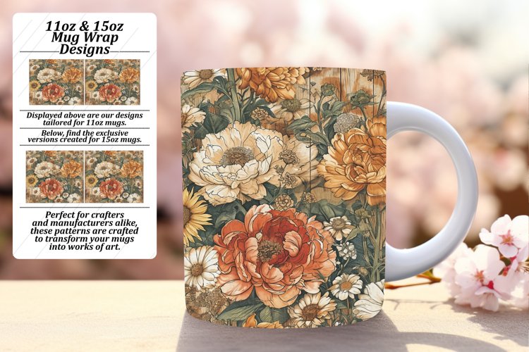 Nostalgic Flower Pattern Mug Design