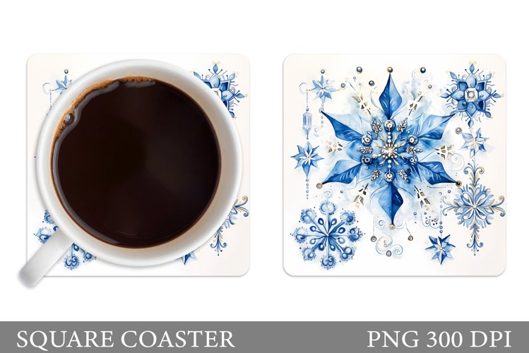 Watercolor Snowflakes Coaster. Snowflakes Coaster Design