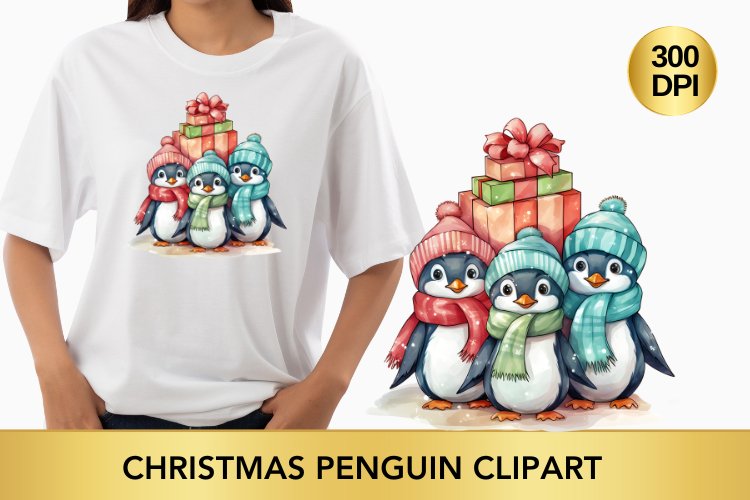 christmas cute penguin clipart, penguin sublimation