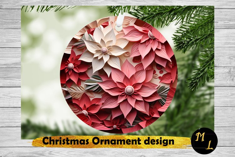 Christmas Ornament png,3d Poinsettia Ornament design