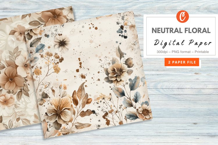 Neutral Floral Digital Paper