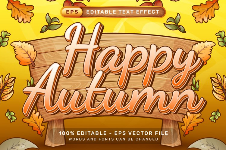 happy autumn 3d text effect and editable text (4393736)