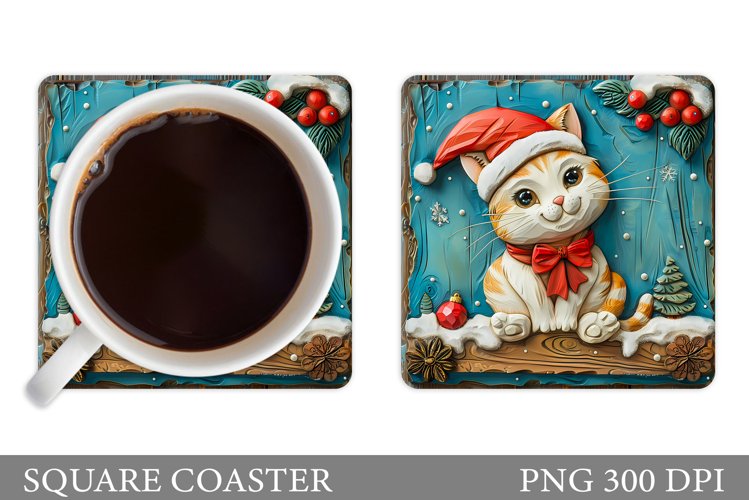 Christmas Cat Coaster Design. Christmas Coaster (4219232)