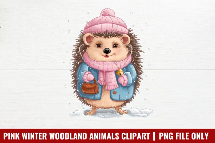 Pink Winter Woodland Animals Clipart PNG (4805041)