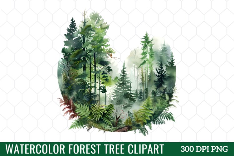 Watercolor Forest Tree Clipart (3460725)