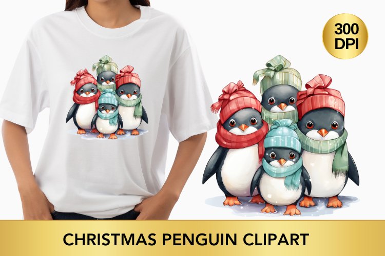 christmas cute penguin clipart, penguin sublimation