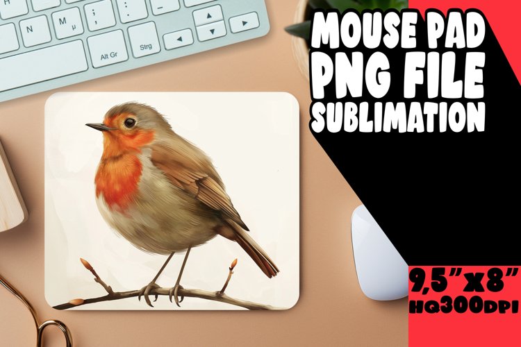 Springtime Bird Mouse Pad Sublimation Pattern