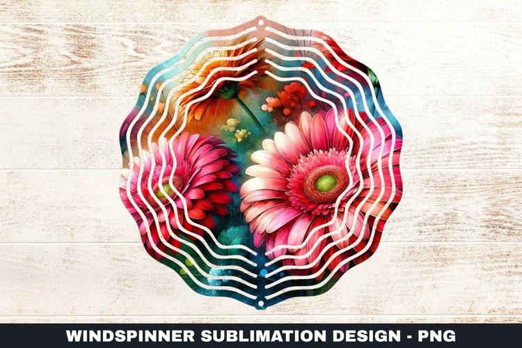 Flowers Wind Spinner Sublimation Design (4327359)