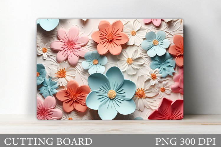 Colorful Flowers Cutting Board. 3D Flowers Cutting Board