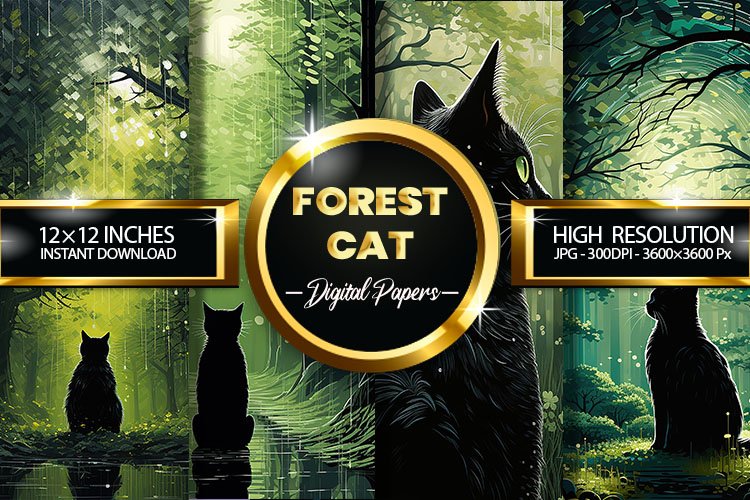 Forest Cat Digital Papers (2989825)