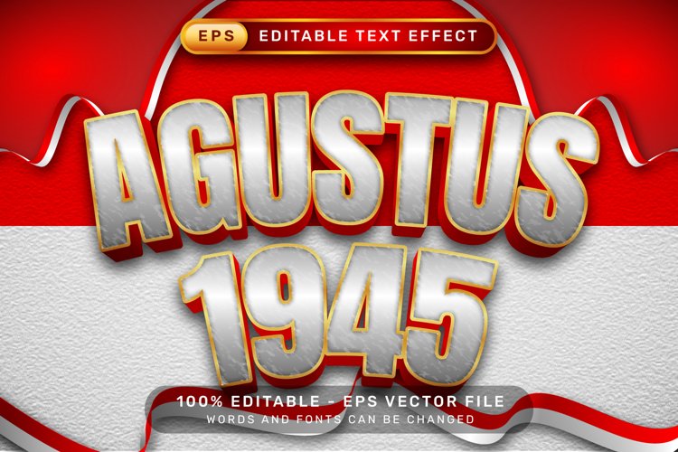 agustus 1945 3d text effect and editable text effect