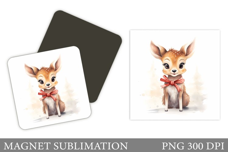 Winter Deer Magnet Sublimation. Cute Deer Magnet Design