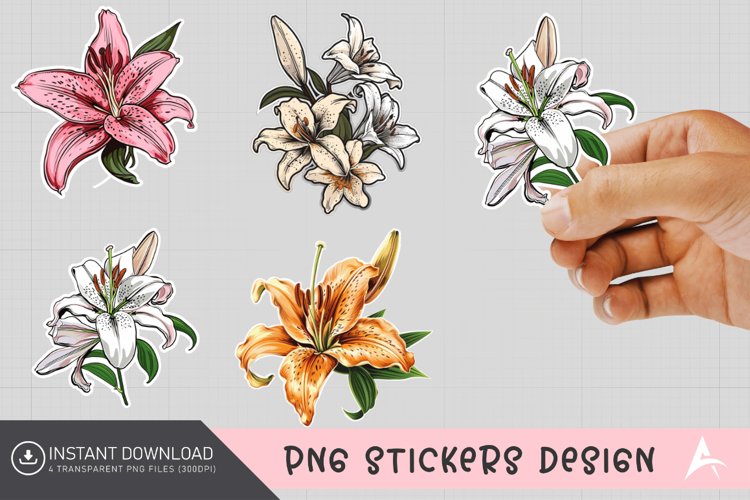 Lily Sticker Clipart,Botanical Lily Sticker