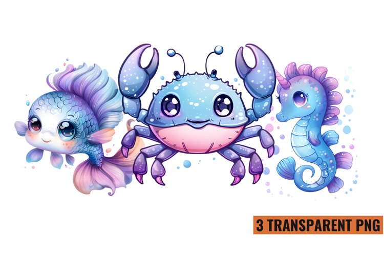 Watercolor Under The Sea Clipart PNG