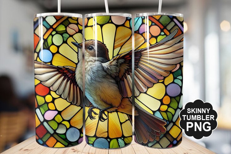 Eastern Phoebe Single Bird Stained Glass - Tumble Design
