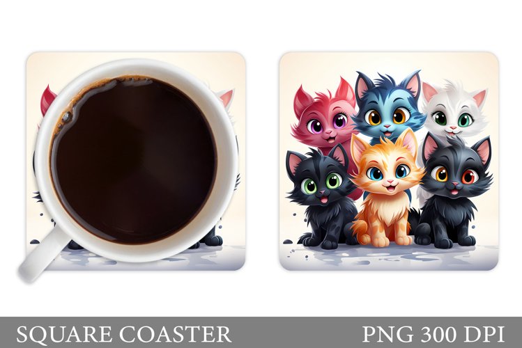 Funny Cat Coaster Design. Cute Cats Coaster (4211224)