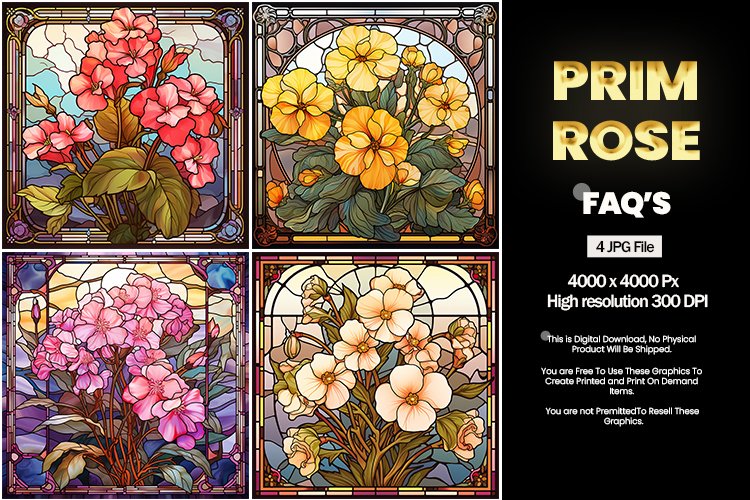 Stained Glass Primrose Square Coaster - 04 (3014327)