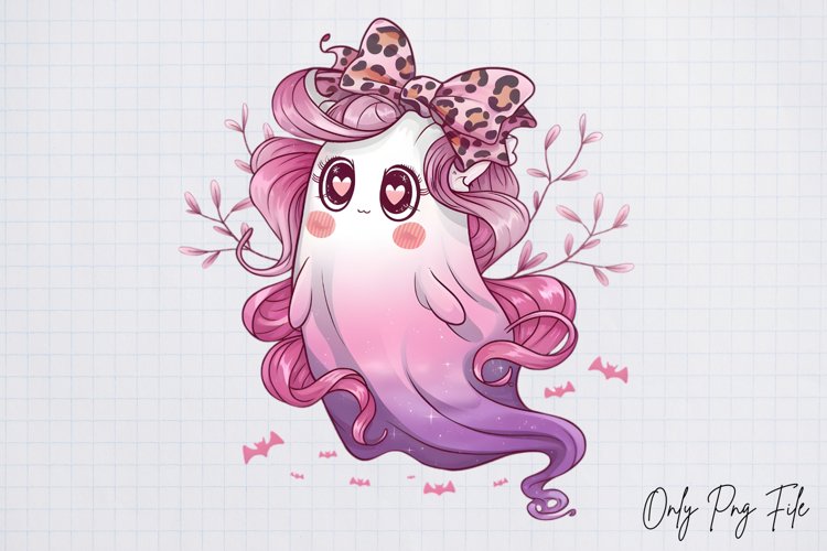 Watercolor Pink Halloween Ghost Clipart PNG (4649838)