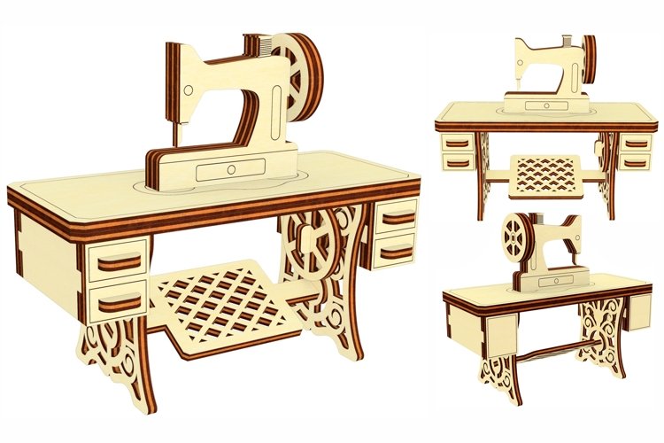 Vintage sewing machine Miniature - laser cut project, SVG