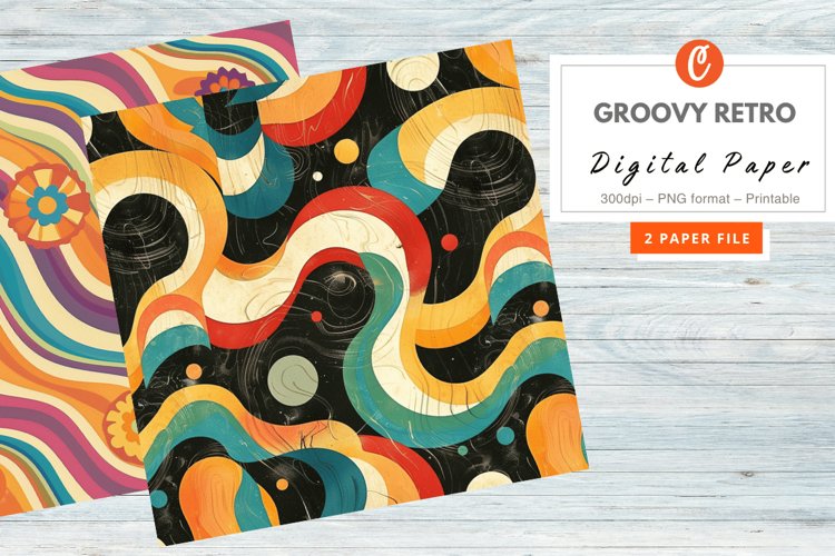 Groovy Retro Digital Paper