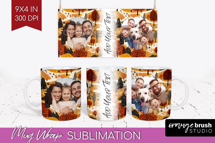 Fall Photo Frame Mug Wrap - Autumn Mug Sublimation (4825101)