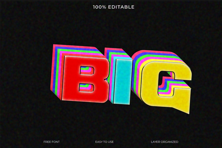 Editable 3D Big Text Effect with Vibrant Colors