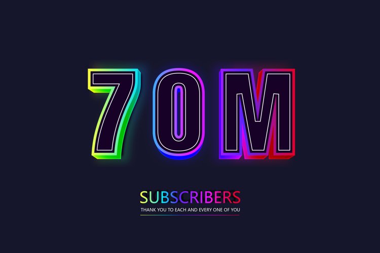 70M subscribers celebration template Neon Sign Text Effect