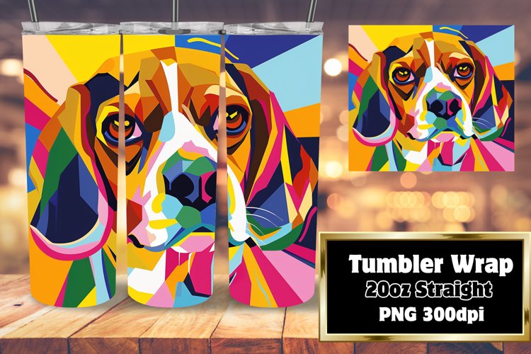 Artful Colorful Dog Wrap 20oz Sublimation Design