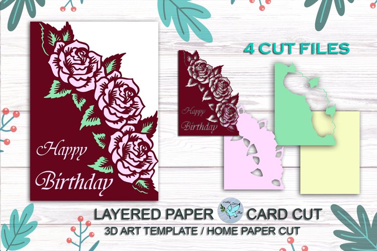 Happy Birthday Paper Card SVG Templates