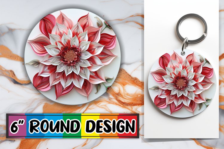Modern 3D Blossom Keychain & Coaster