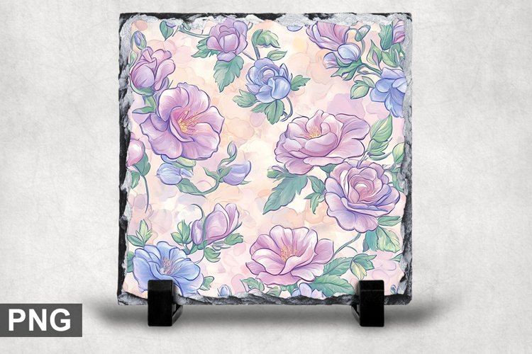 Pastel Flowers Square Sublimation Slate Design