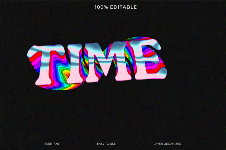 Editable Rainbow Time Text Effect Design