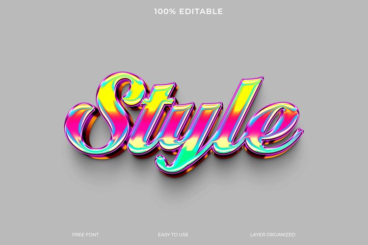 Editable 3D Rainbow Style Text Effect