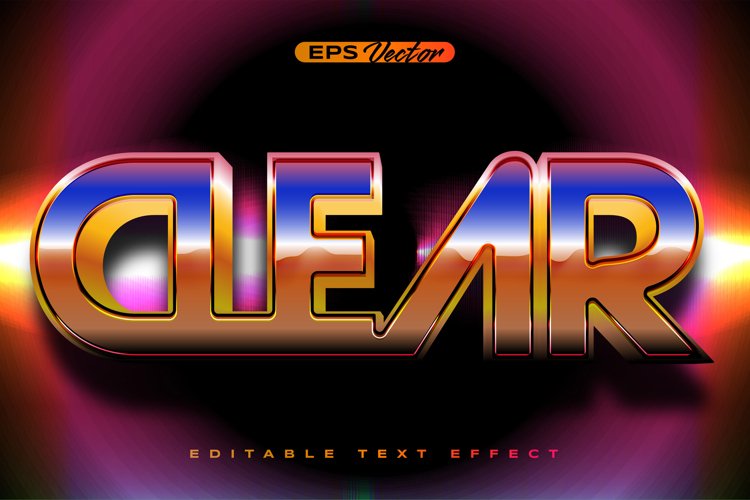 Retro shiny Y2K editable text effect clear over with future
