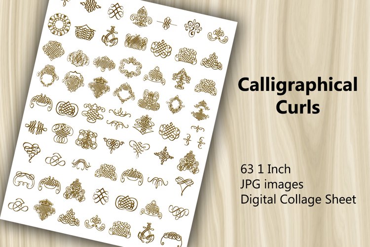 Digital Collage Sheet - Calligraphical Curls