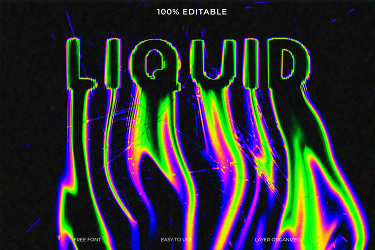 Editable Liquid Glitch Text Effect with Neon Colors