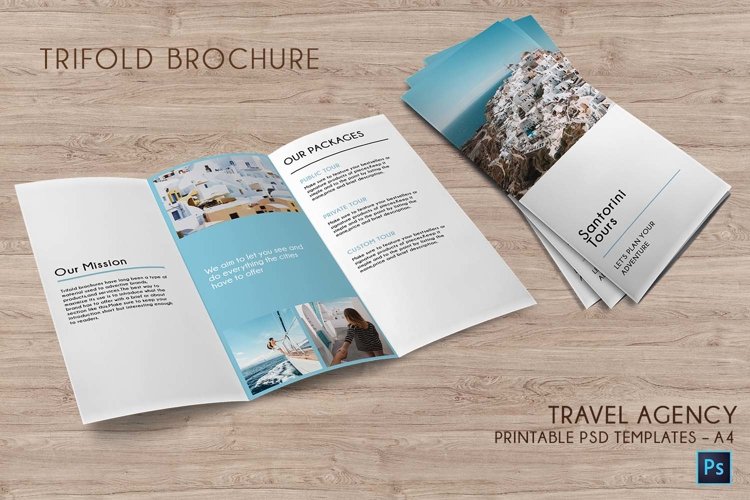 Trifold Agency Travel Brochure Editable PSD Templates