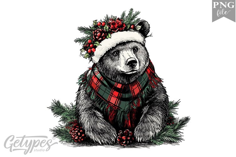 Christmas Bear Clipart - High Quality 300 Dpi