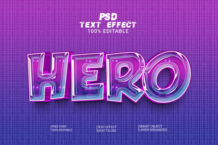 Hero Editable 3d Text Effect PSD File