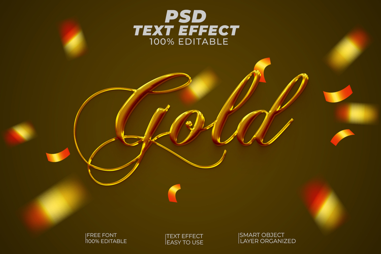 3D Gold Text Effect Template