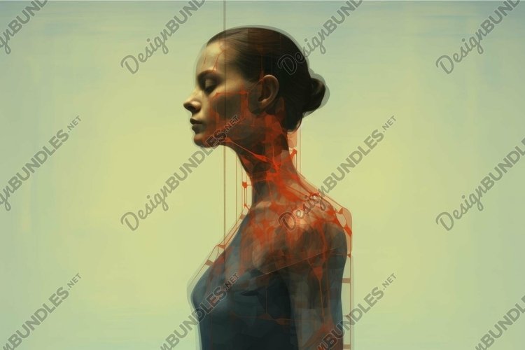 Abstract digital human portrait with geometric design