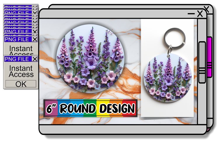 Vibrant Blossom Keychain & Coaster