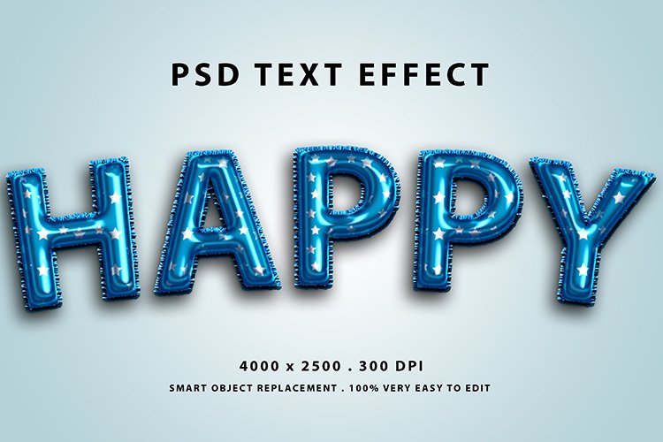 Blue ballon text effect realistic