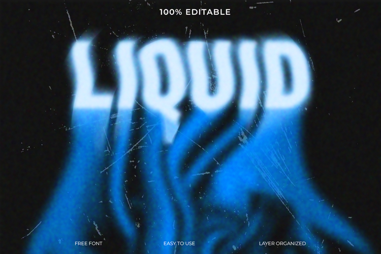 Editable LIQUID Text Effect with Fluid Blue Gradient