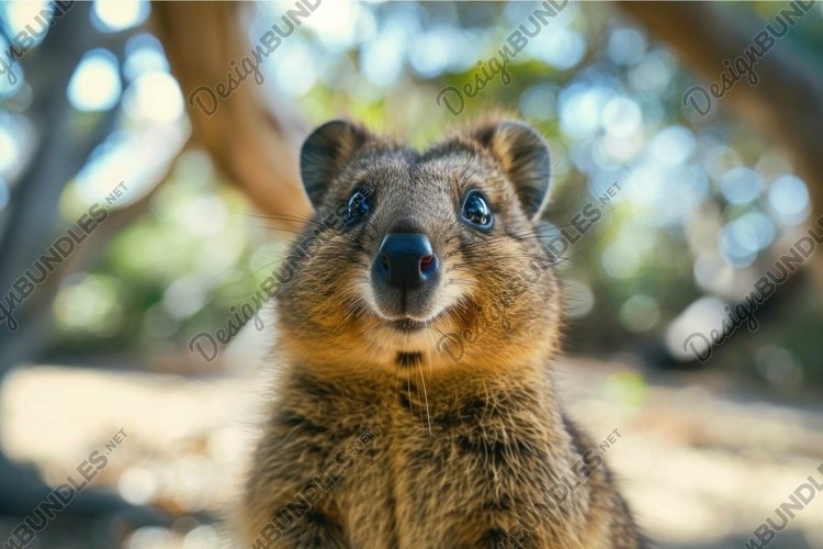 Curious quokka close-up in natural habitat