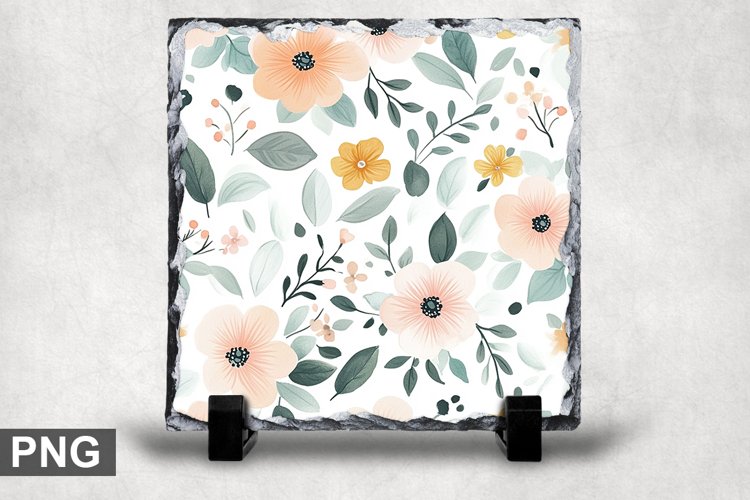 Pastel Flowers Square Sublimation Slate Design
