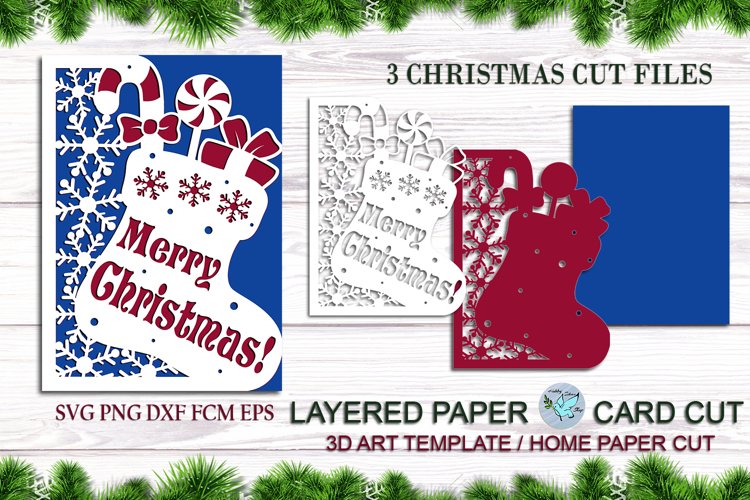 Christmas Papercut Card Template SVG