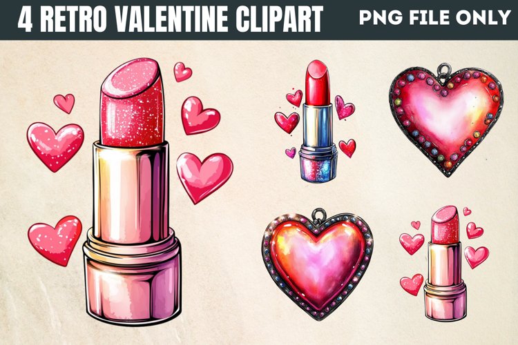 Retro Valentine Clipart PNG (5104608)