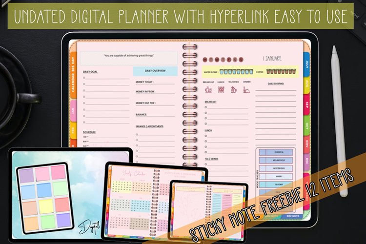 Undated Digital Planner 365 daily planner (2373093)