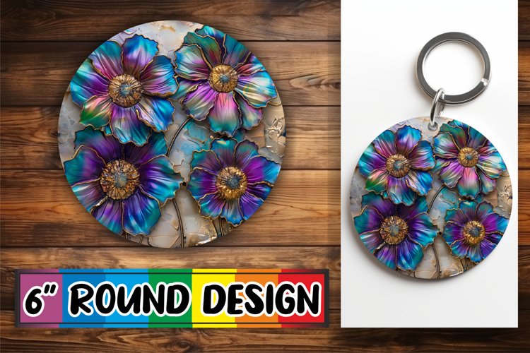 Golden 3D Bloom Sublimation Keyrings